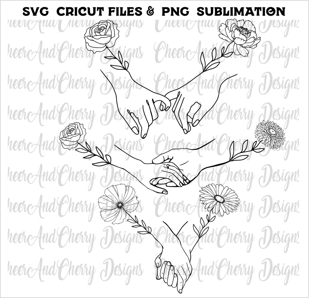 Holding Hands SVG PNG Bundle, Birth Flowers Svg Files, Pinky Hold Svg ...