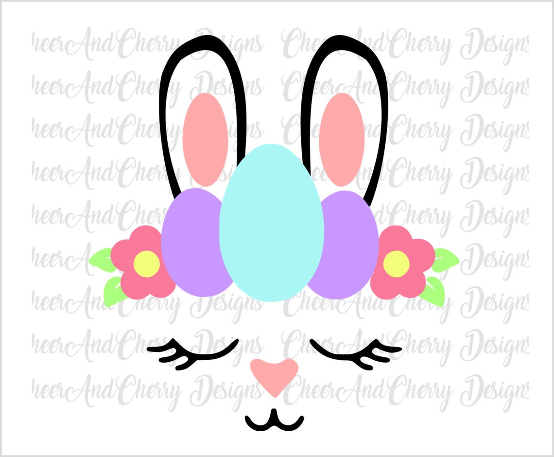 Cute Bunny Face SVG Bunny With Easter Eggs Svg Girls Easter - Etsy