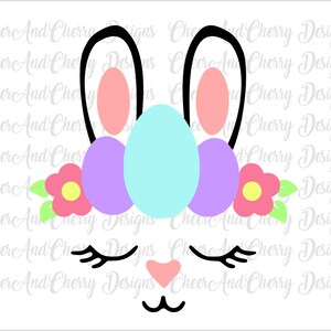 Cute Bunny Face SVG, Bunny With Easter Eggs Svg, Girls Easter Bunny Svg ...