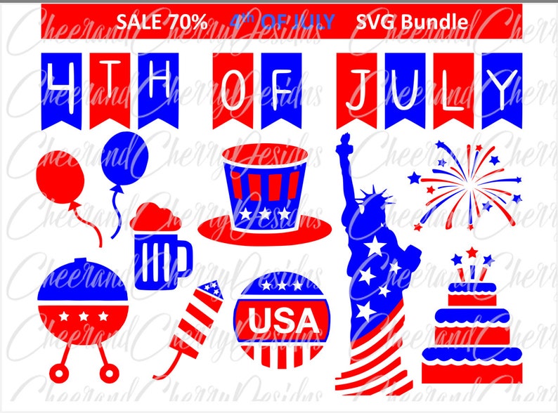 4th of july svg bundle USA Flag Monogram Summer clipart | Etsy