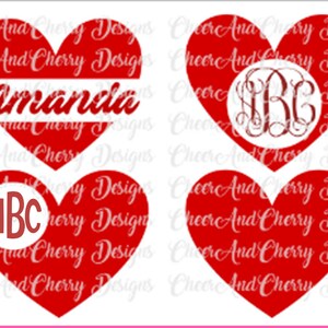 Heart Monogram Svg for Valentines Day Svg Files for Cricut Silhouette ...