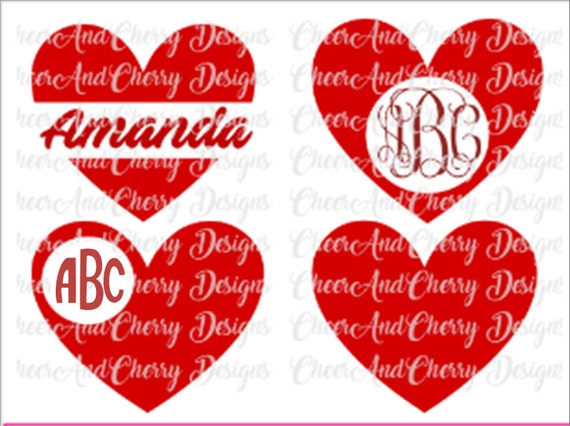 Heart Monogram Svg for Valentines Day Svg Files for Cricut | Etsy