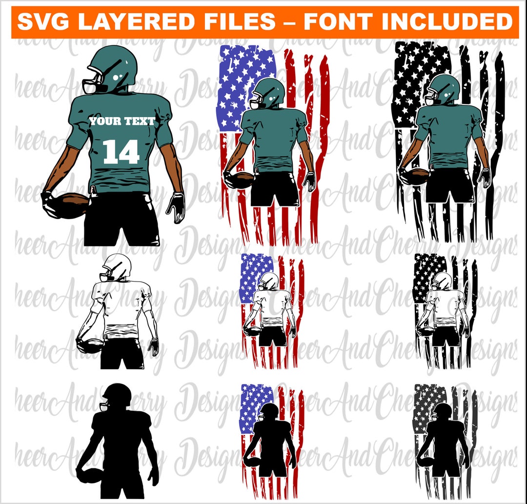 Custom Football Player Svg Bundle Football Svg Free Font Football Name ...
