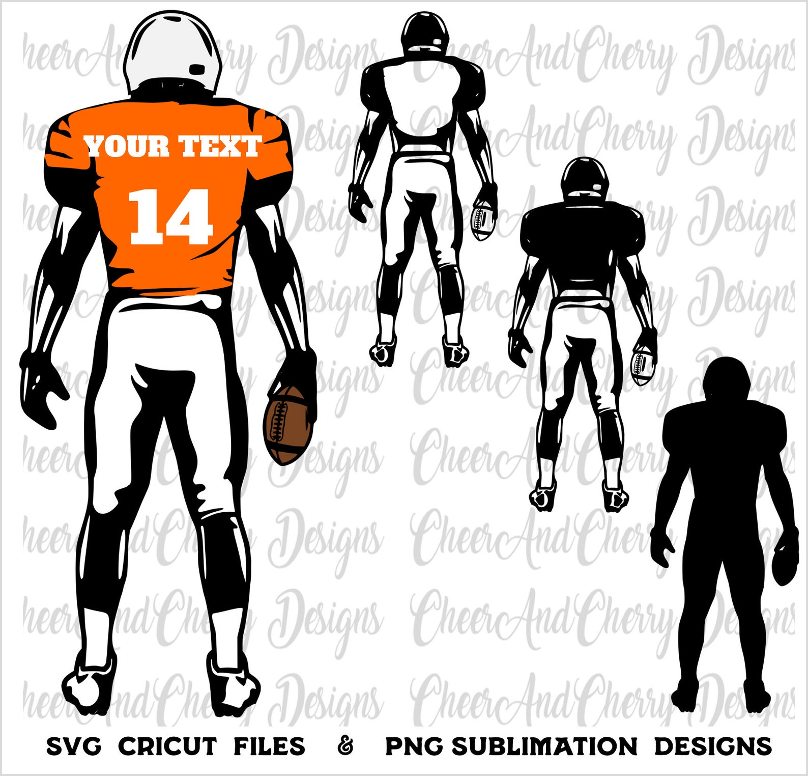 Custom Football Player SVG PNG Bundle 8 Designs Football Svg Files ...