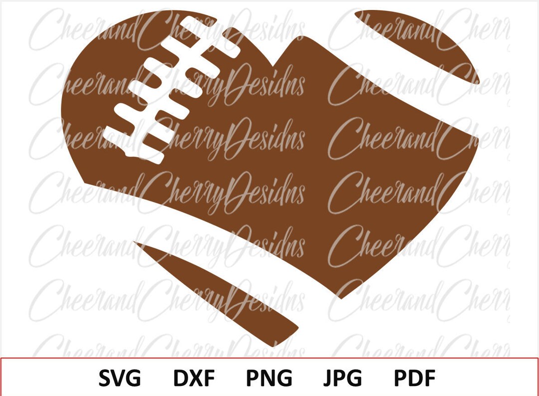 Football Heart SVG Football Svg Design Football Heart DXF Football ...