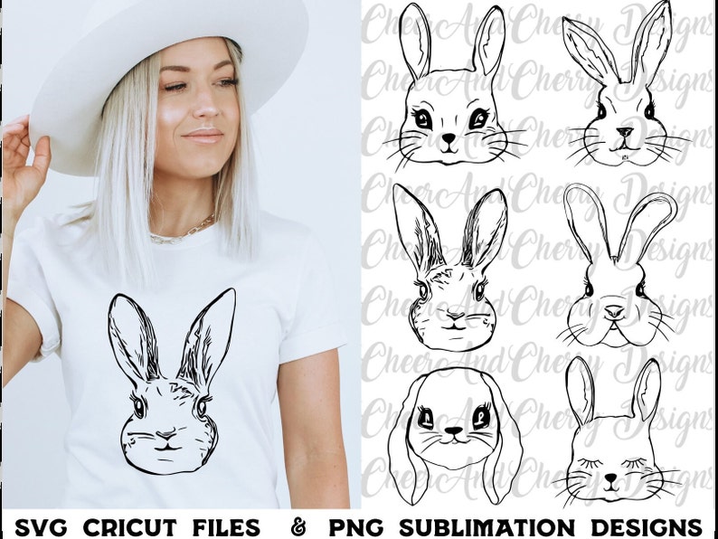 Custom Bunny Face SVG PNG Bundle - 6 Easter Svg Files Easter Bunny Svg ...
