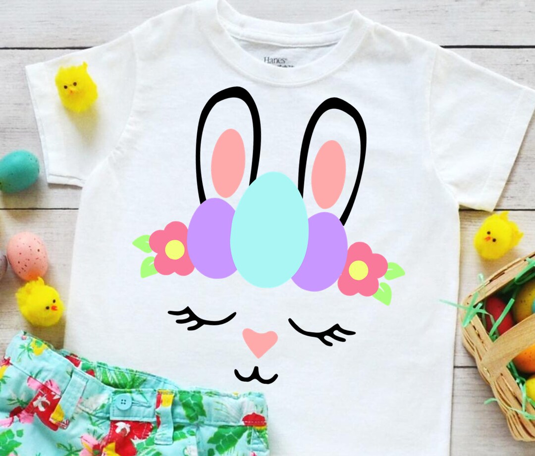 Cute Bunny Face SVG, Bunny With Easter Eggs Svg, Girls Easter Bunny Svg ...