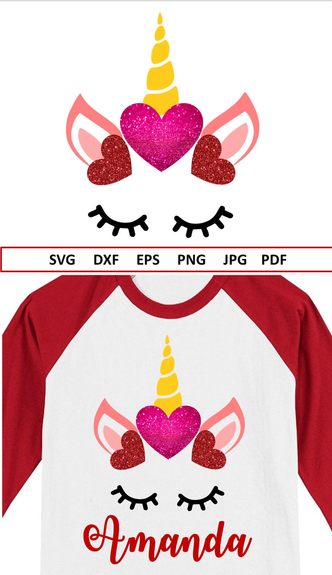Valentine Unicorn SVG file Unicorn face Svg Unicorn Birthday | Etsy