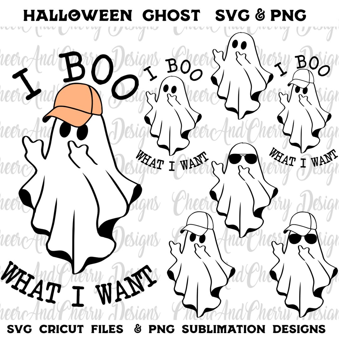 Ghost Middle Finger SVG PNG Bundle Halloween Svg I Boo What I Want Cute ...