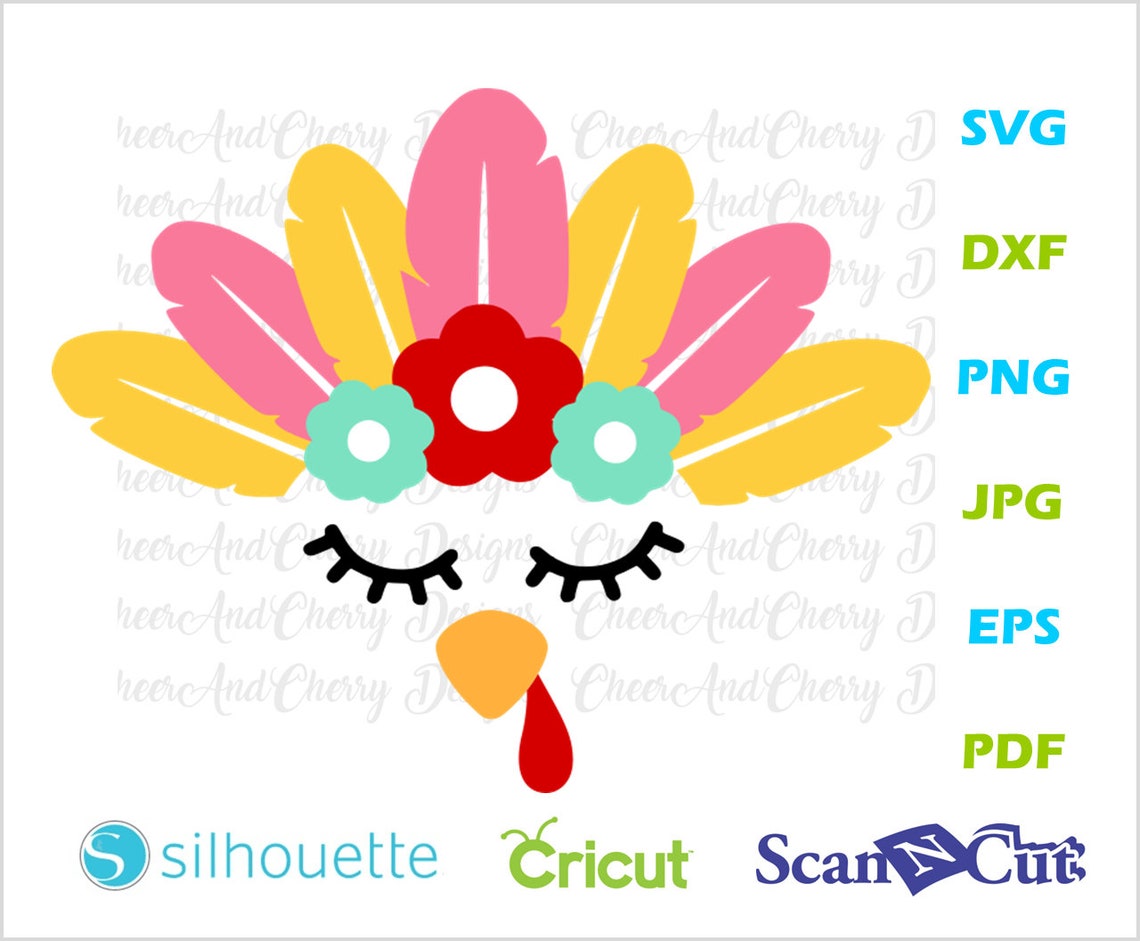 Girl Turkey Face SVG for Thanksgiving SVG Turkey Svg File for - Etsy