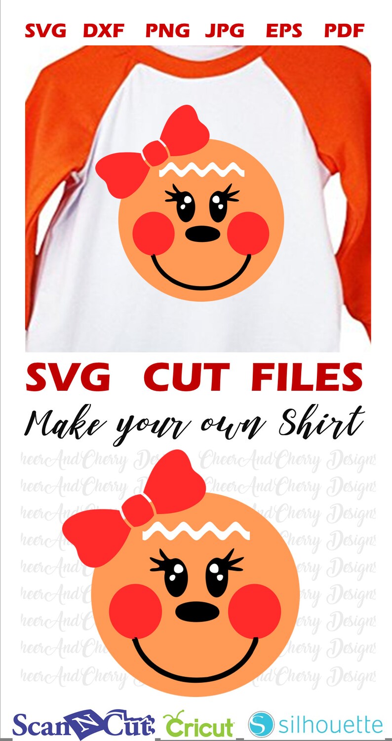 Cute Gingerbread face SVG Girl Gingerbread with bow svg file | Etsy