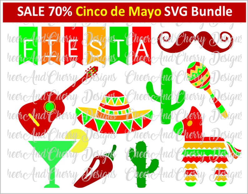 Cinco De Mayo SVG Bundle , Mexican Fiesta Clip Art, Pinata Sombrero ...