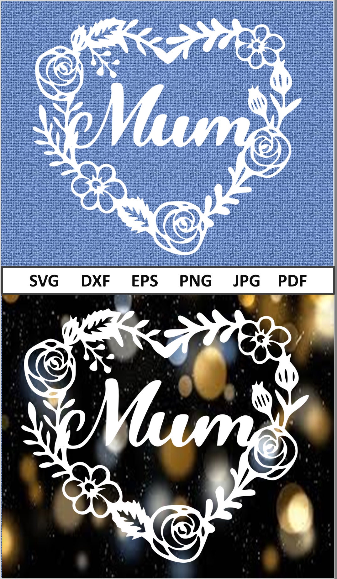 Mum Svg File Flower Heart Frame Svg for Mom Svg Mothers Day - Etsy ...