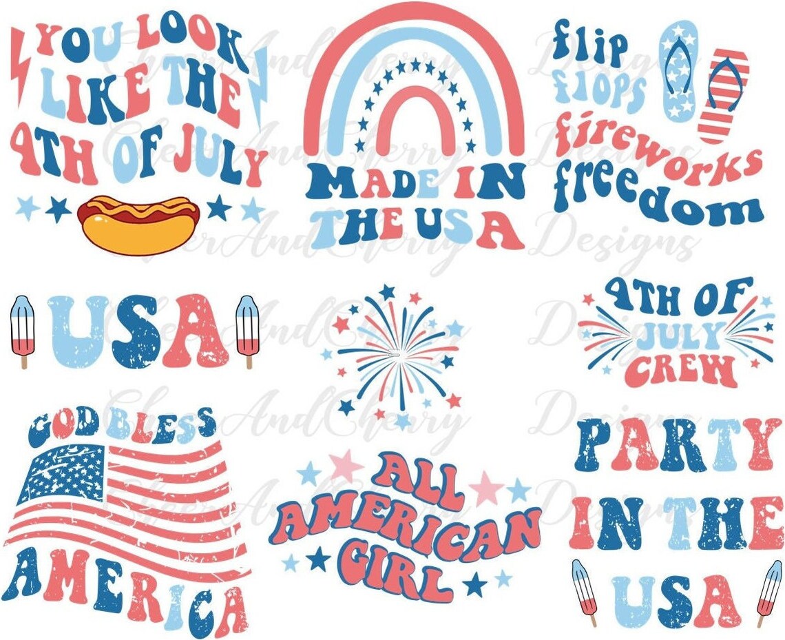Retro 4th of July SVG PNG Bundle July 4th Svg Download - Etsy