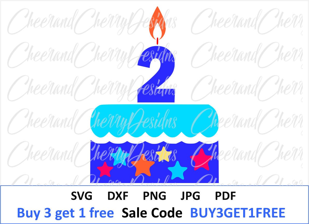 Two Birthday Svg Second Birthday Cut File Birthday Cake Svg | Etsy