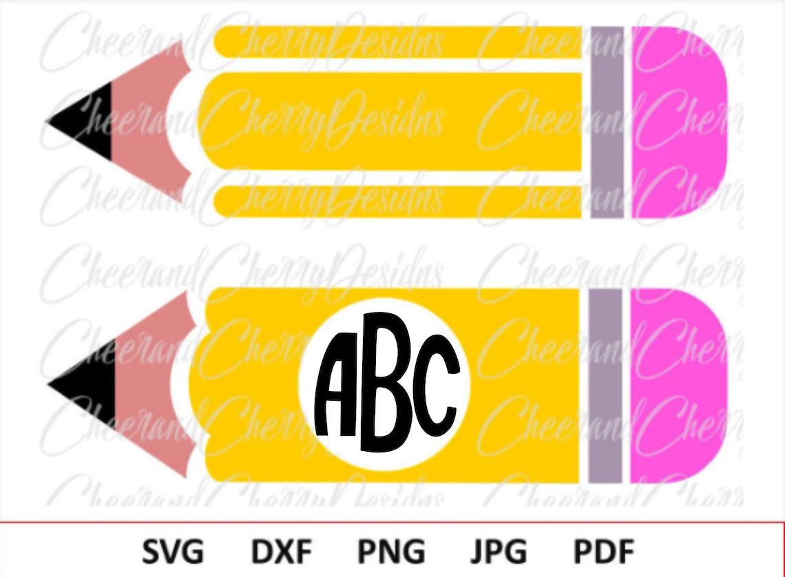 Pencil SVG File Pencil Monogram Svg School Monogram Svg for - Etsy