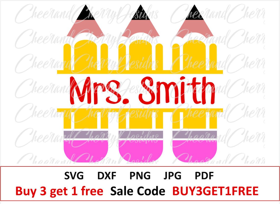 Split Pencils Monogram SVG for Teacher | Etsy