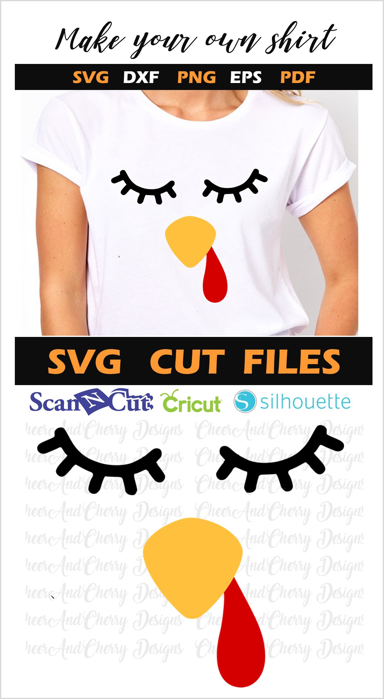 Cute Turkey Face SVG for Thanksgiving Shirt SVG for Cricut - Etsy
