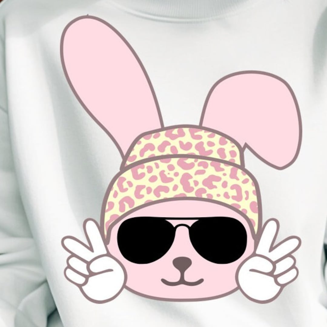 Bunny Face Svg Png Bundle Retro Easter Bunny Svg Faux Glitter Sequin ...