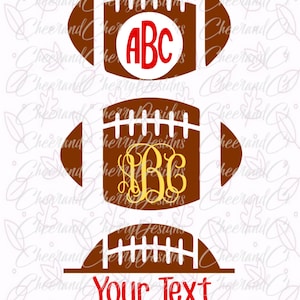 Football Svg Files, Football Monogram SVG, Split Football Monogram SVG ...