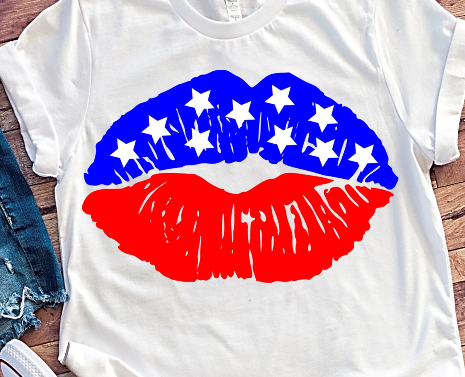 American Lips Svg With US Flag Colors Patriotic Svg 4th of - Etsy