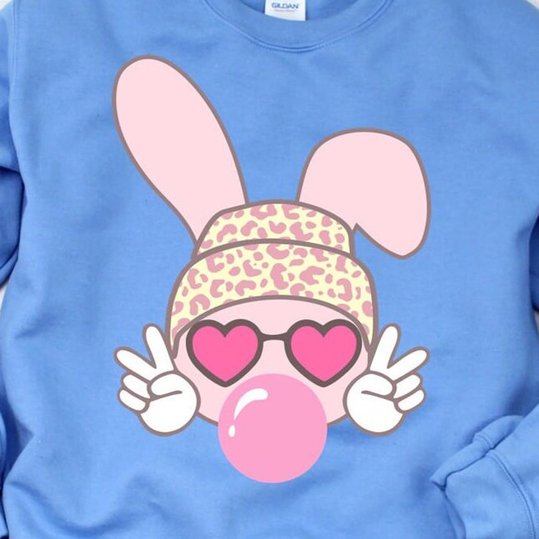 Bunny Face Svg Png Retro Easter Bunny Bubble Svg Faux Glitter Sequin ...