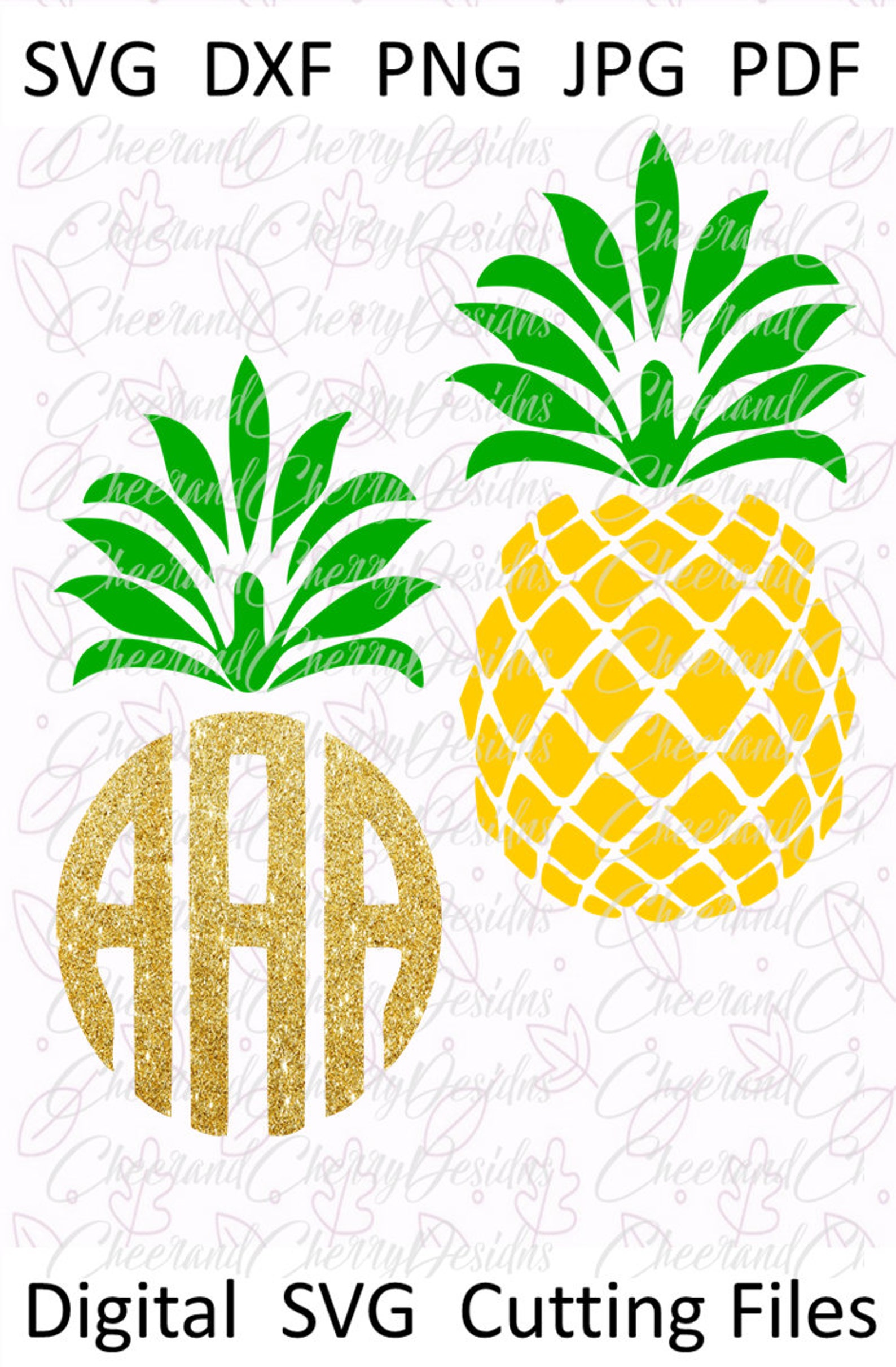 Pineapple Monogram SVG Pineapple Svg Summer Svg Tropical SVG - Etsy