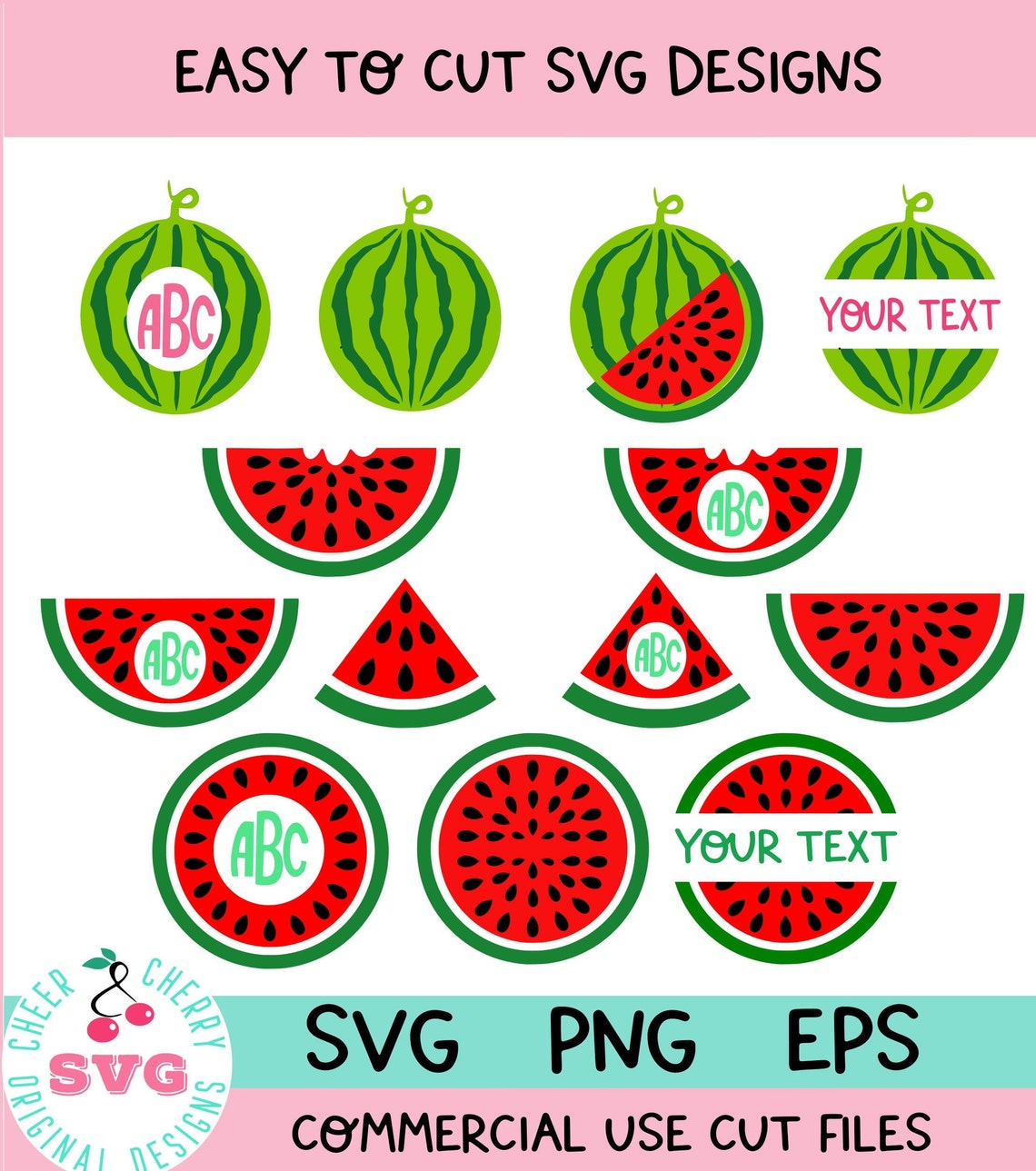 Watermelon Bundle Svg Png Eps Summer Svg Watermelon Svg - Etsy
