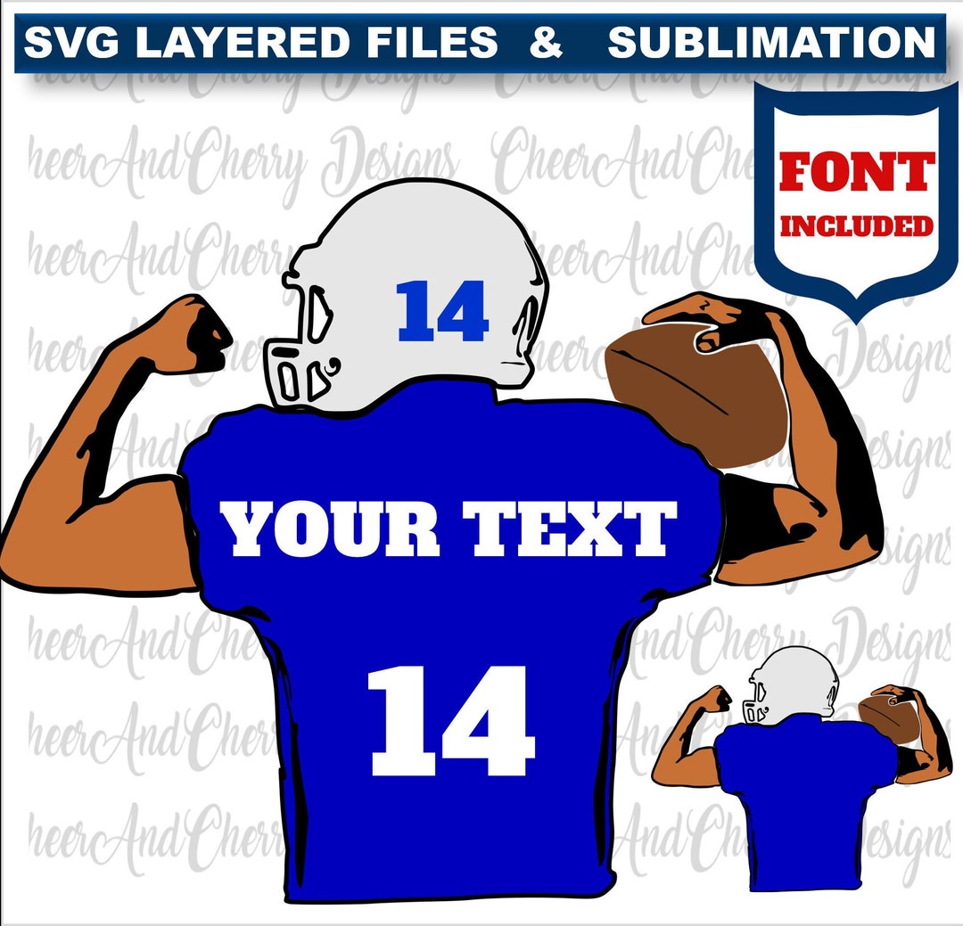 Custom Football Player Svg Layered Football Svg Free Font Football Name ...