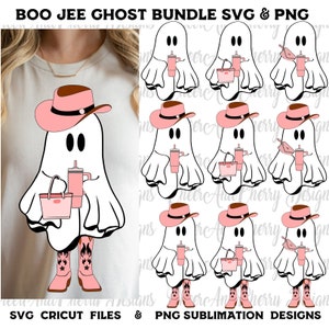 Boo Jee Svg Bundle, Boujee Svg Boo-jee Ghost Svg Western Ghost With Cup ...