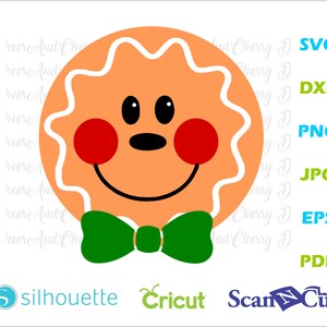 Gingerbread Face SVG Gingerbread Svg File for Cricut Silhouette Iron on ...
