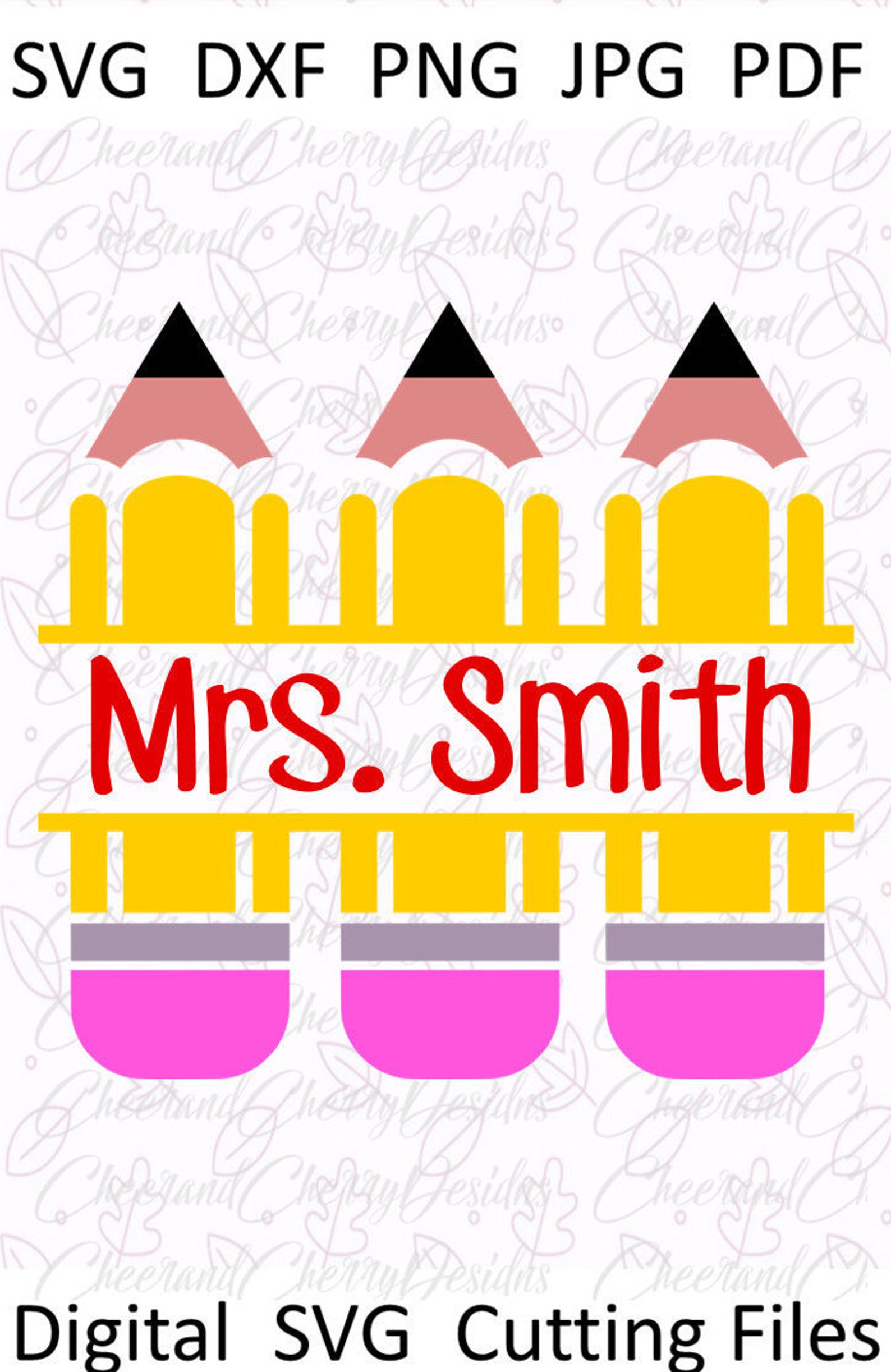 Split Pencils Monogram SVG Pencil Svg Teachers Monogram Svg - Etsy