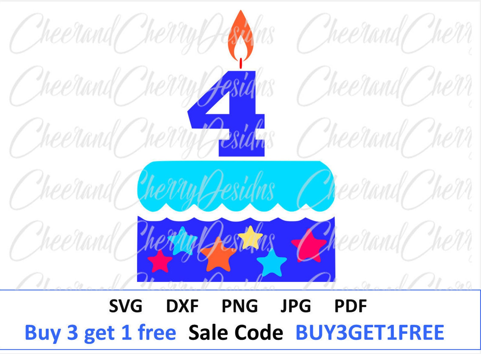 Four Birthday Svg Fourth Birthday Cut File Svg Birthday Cake | Etsy