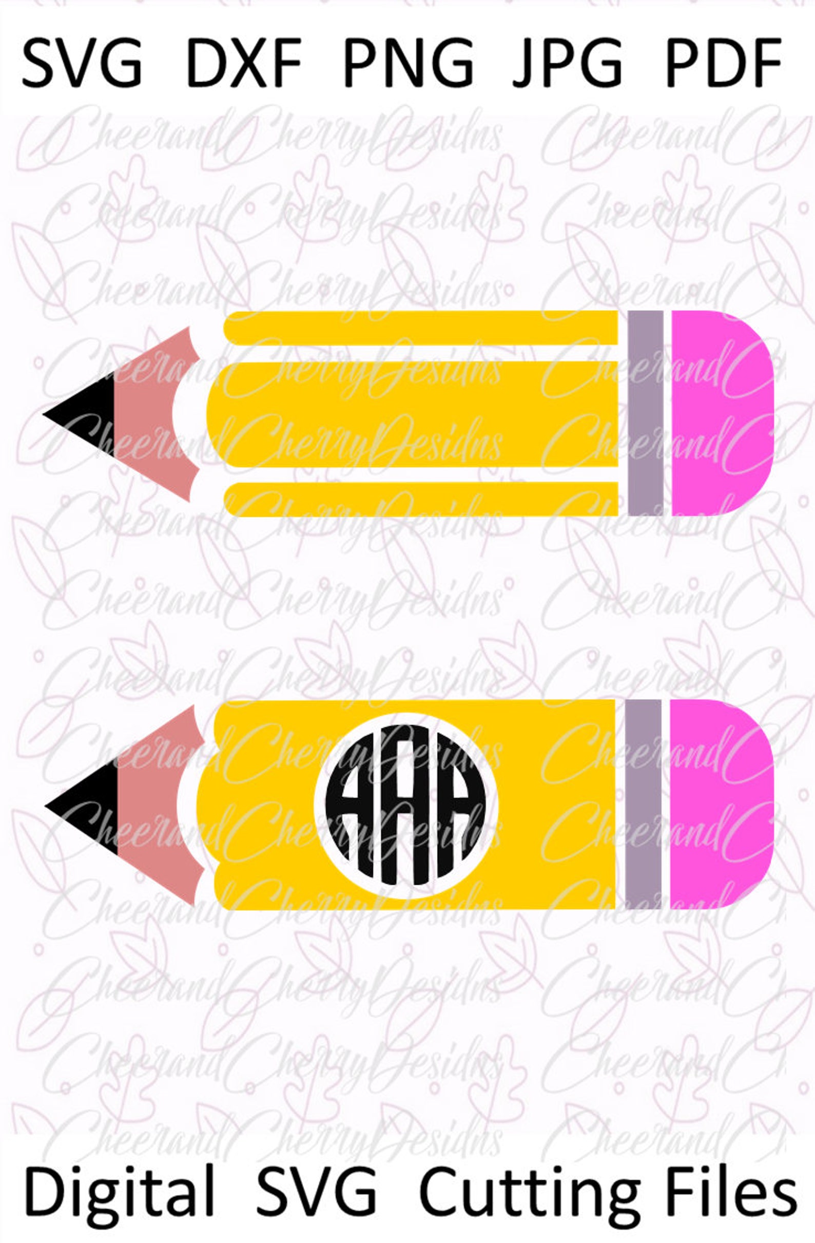 Pencil SVG File Pencil Monogram Svg School Monogram Svg for - Etsy