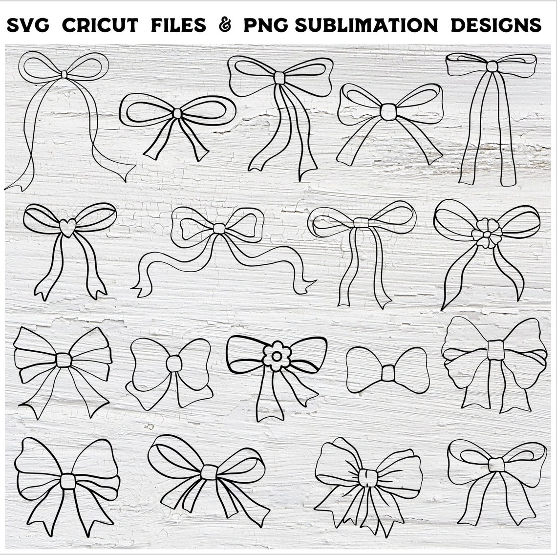 Coquette Bows Svg Bundle -18 Bows Png Designs Vintage Ribbon Svg Long ...