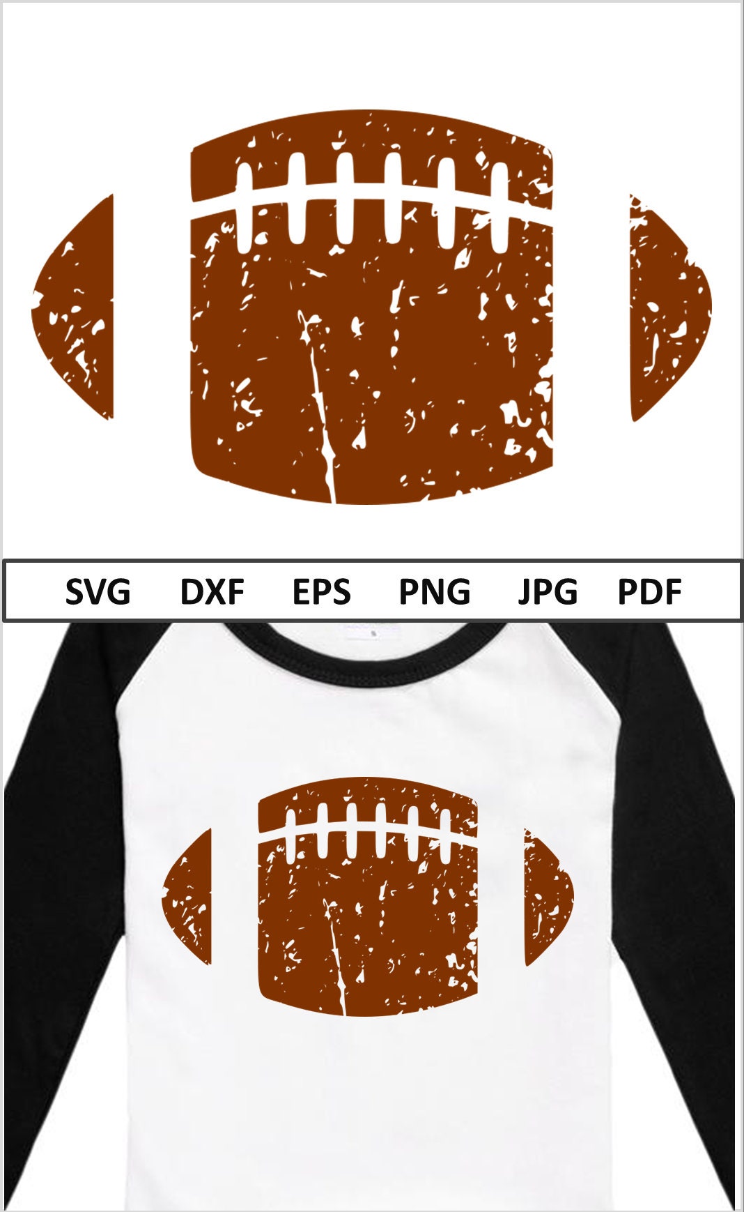 Distressed Football Svg Files for Cricut Silhouette Cameo - Etsy