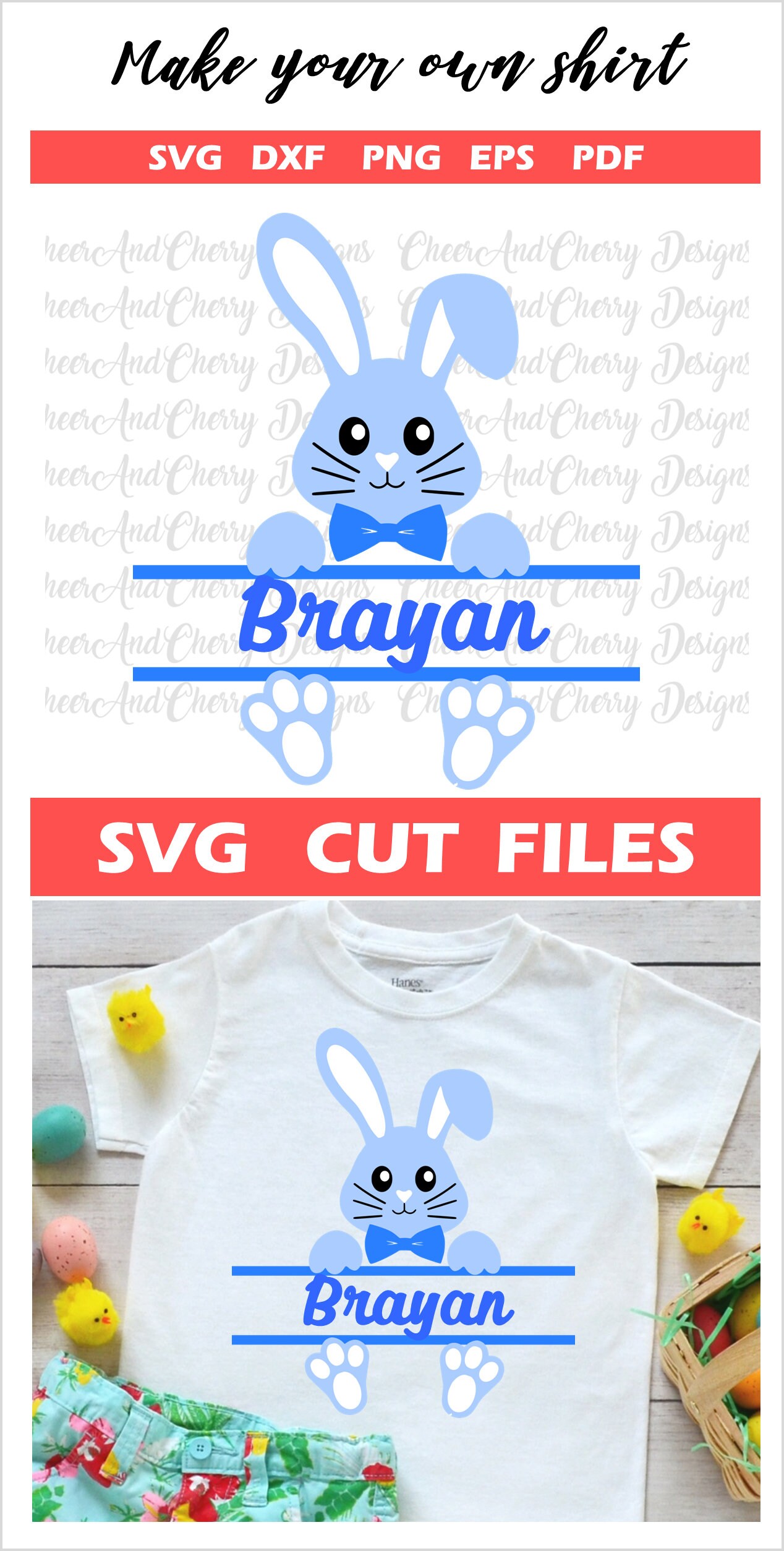 Easter Bunny Split Monogram for Kids Easter Bunny Svg Cute | Etsy