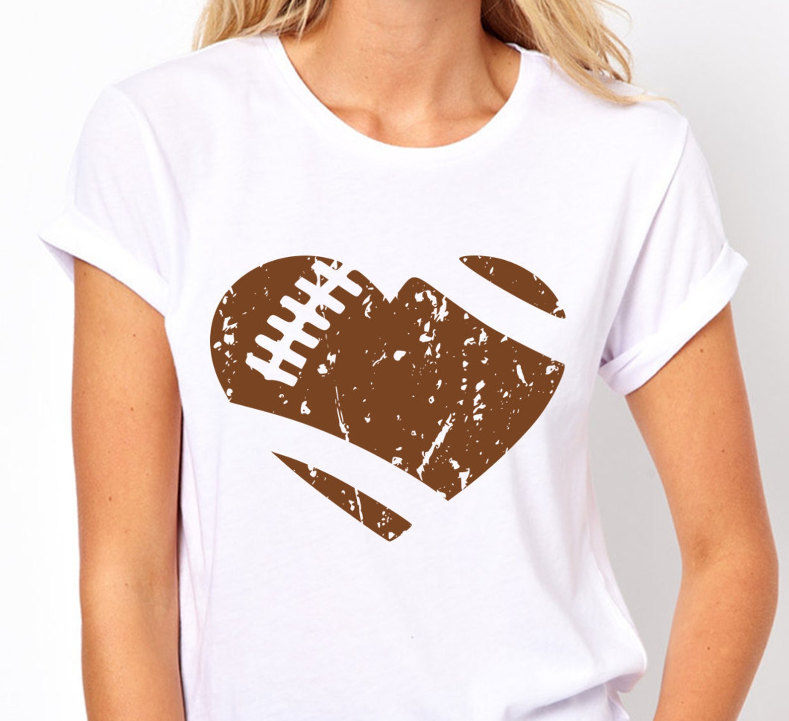 Distressed Football Heart Svg Football Svg Grunge Football Svg | Etsy