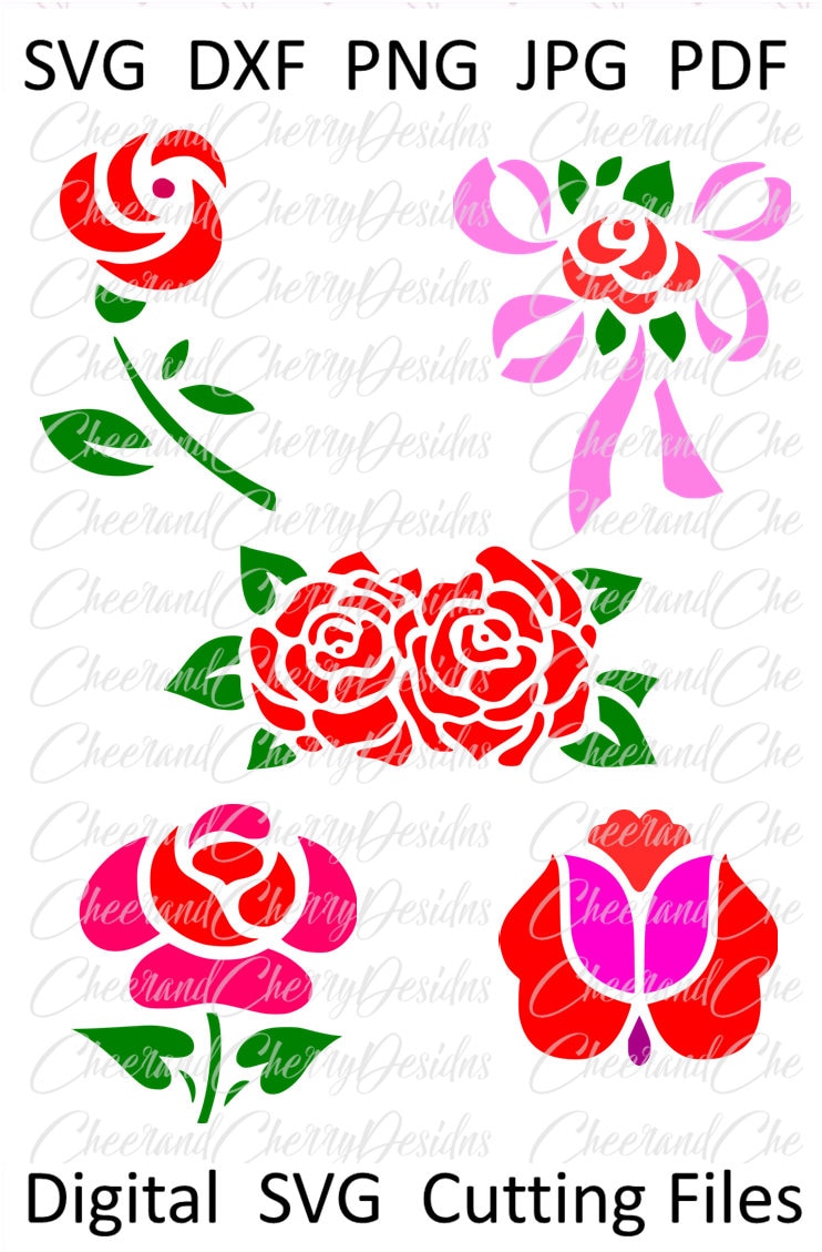 Flor SVG Clipart floral Rosa SVG flores DXF vinilo flores - Etsy México