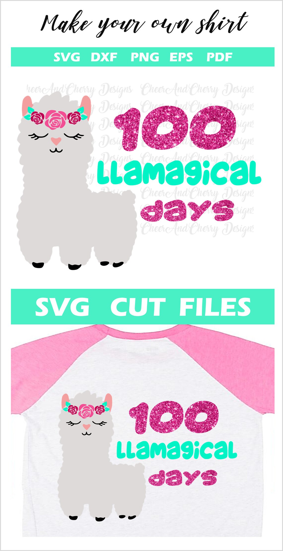 100 Days of School Svg 100 Magical Days Svg Llama Svg 100th | Etsy