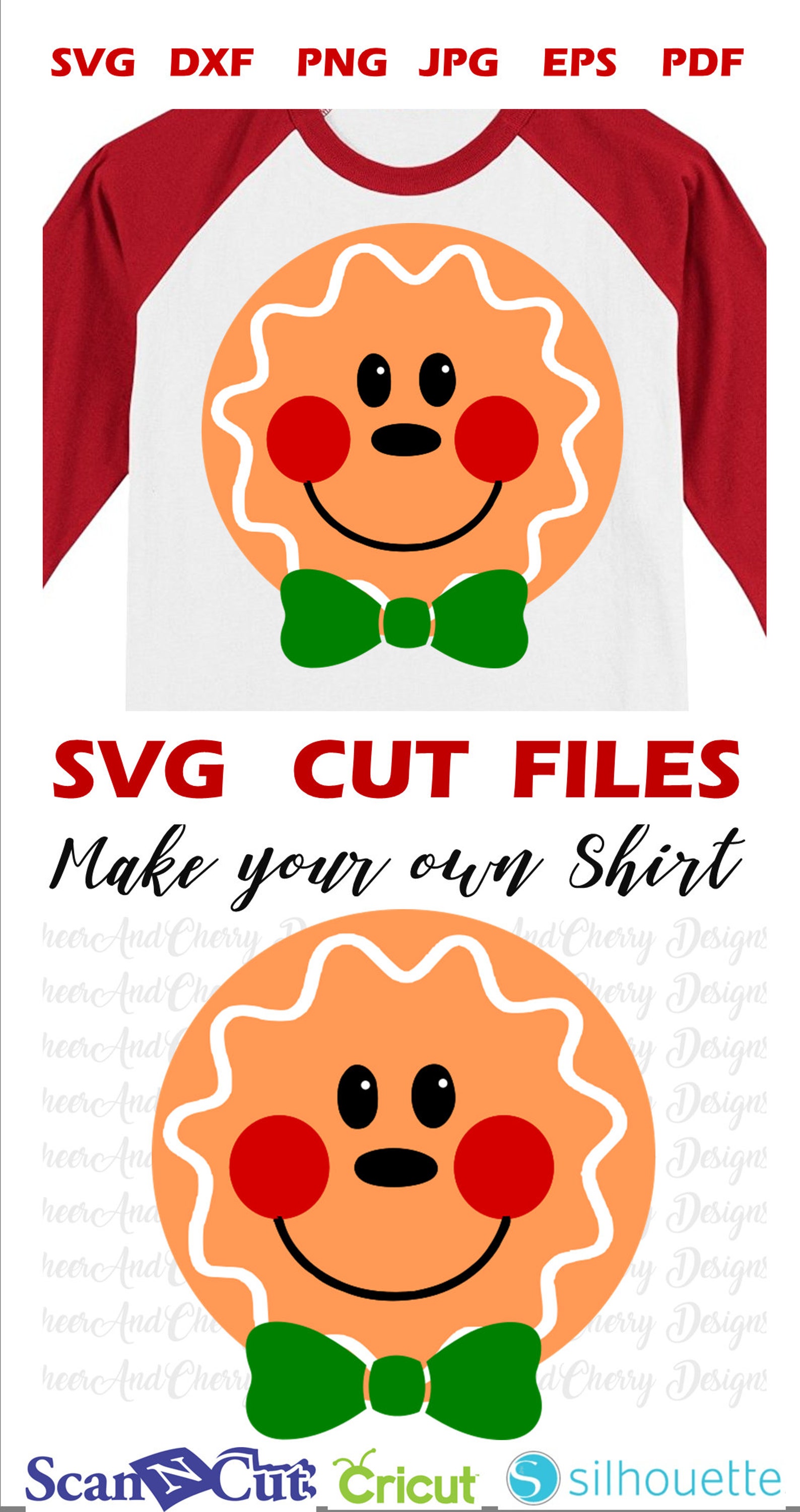 Gingerbread Face SVG Gingerbread Svg File for Cricut | Etsy