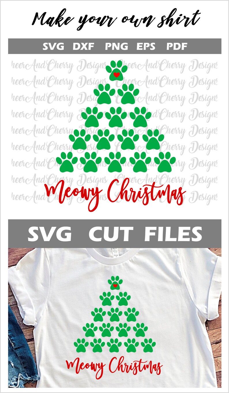 Meowy Christmas Svg Png Dxf Merry Christmas Svg For Cat Etsy