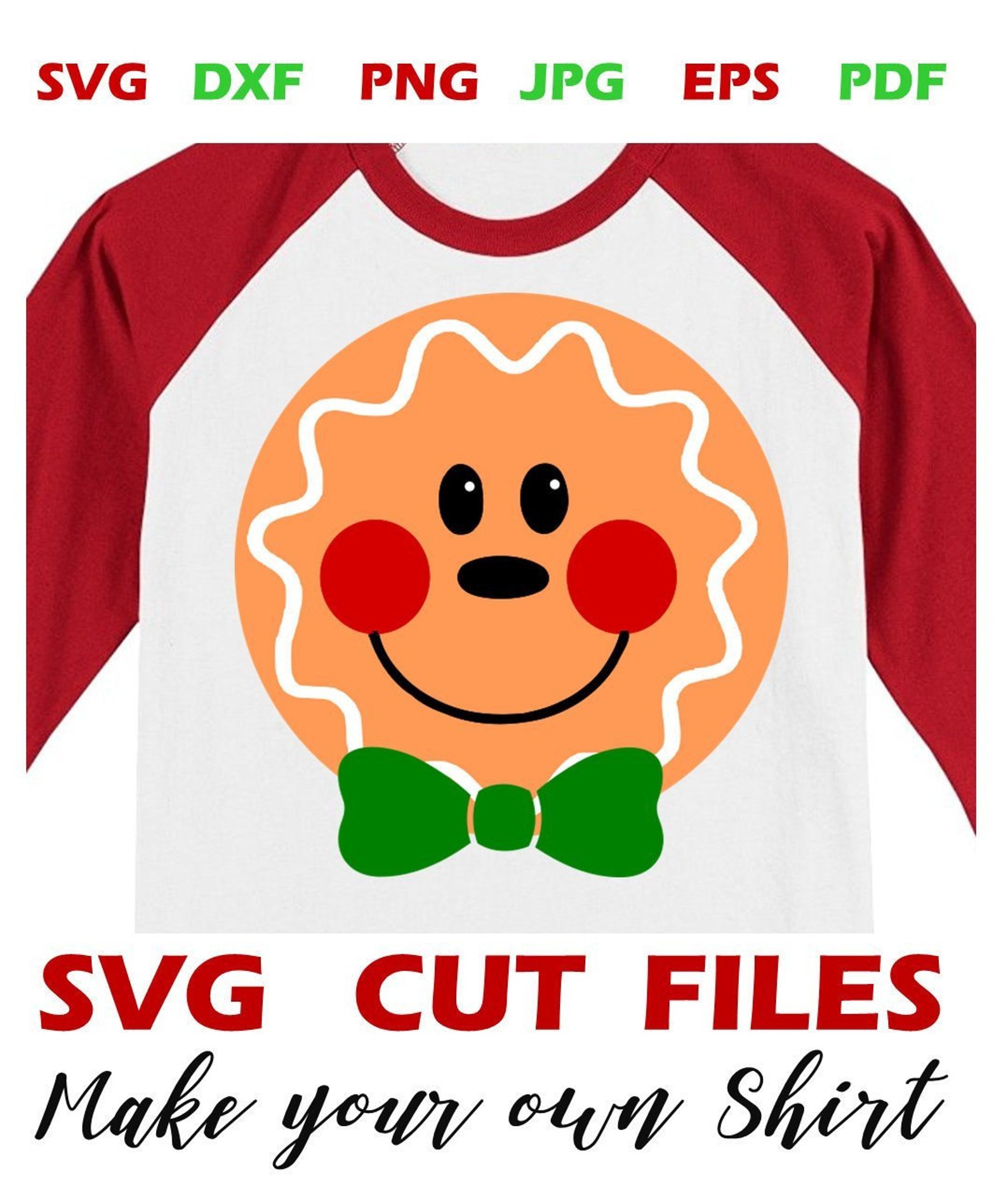 Gingerbread Face SVG Gingerbread Svg File for Cricut Silhouette Iron on ...