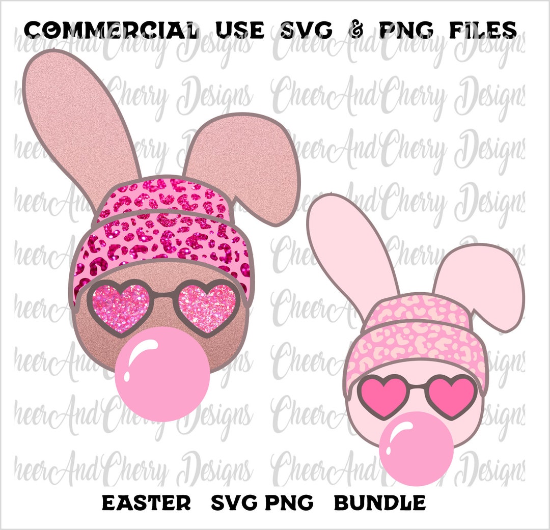 Bunny Face Svg Png Easter Bunny Blowing Bubble Svg Faux Glitter Sequin ...