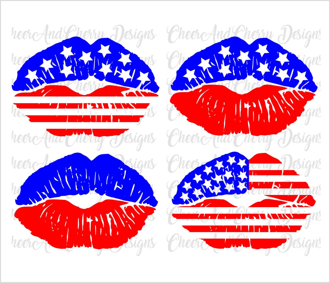 Flag Lips SVG Bundle, Red White and Blue Lip Svg, 4th of July Svg ...