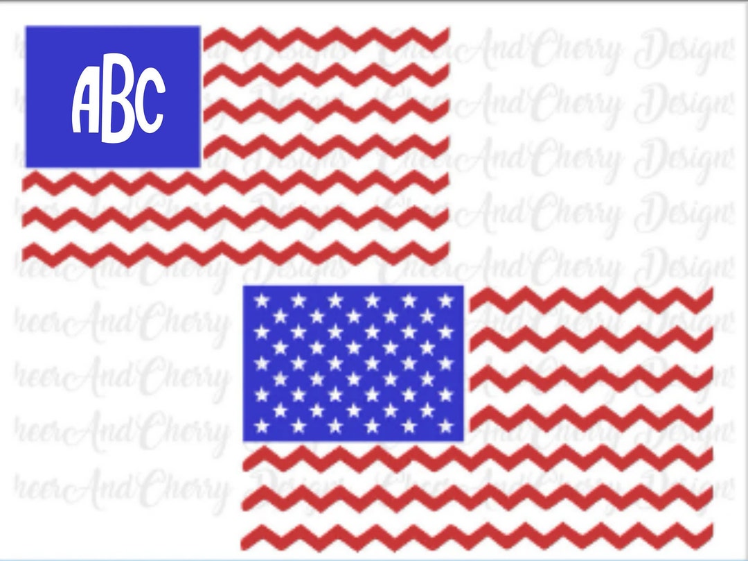 American Flag SVG, Chevron Flag Svg Monogram Frame, 4th of July Svg ...
