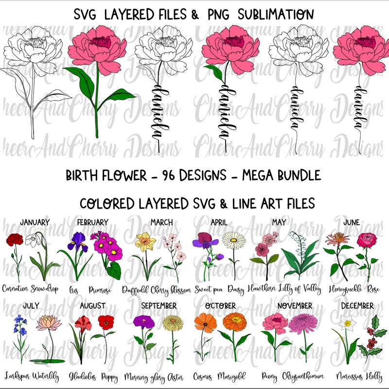 Layered Birth Flower Svg - Etsy