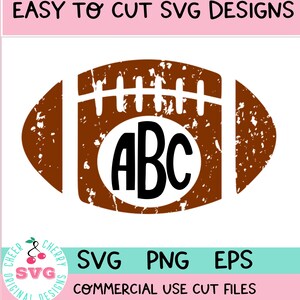 Distressed Football Monogram Svg Football Svg Grunge Football Dxf Png ...