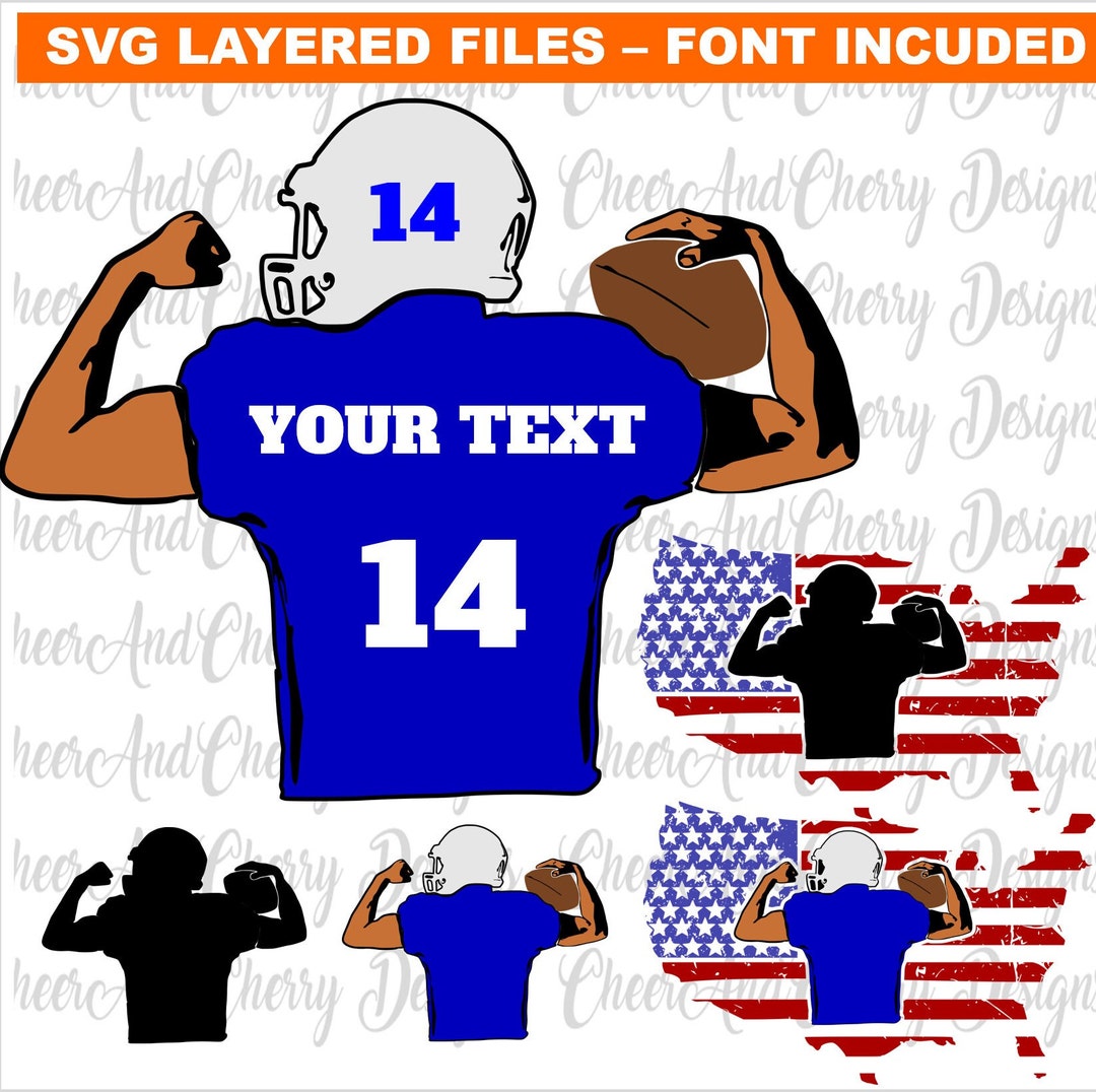 Custom Football Player Svg Bundle Football Svg Free Font Football Name ...