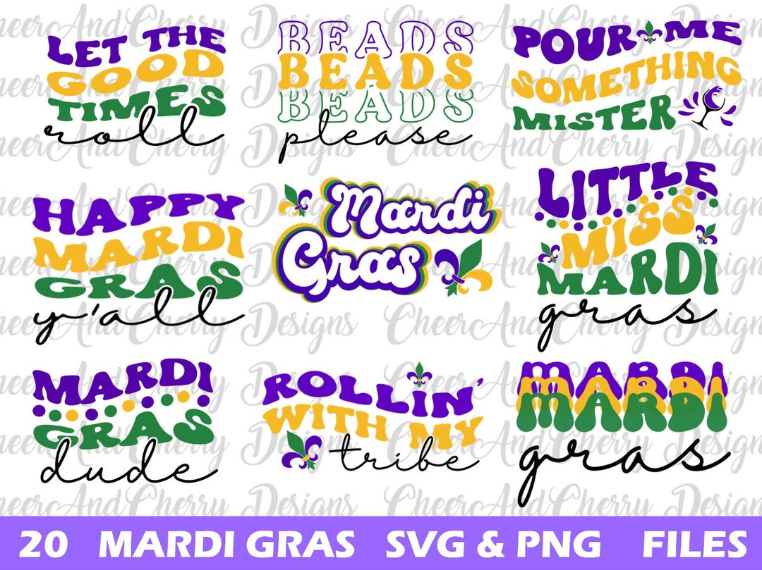 Retro Mardi Gras SVG Bundle, Mardi Gras PNG Sublimation Bundle, Fat ...